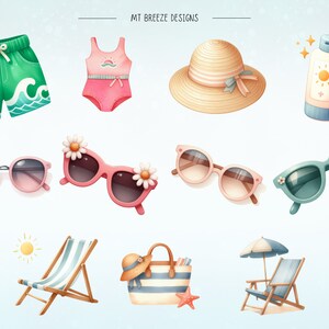 45 Summer Clipart Set - Cute Beach Vacation Holiday Clip Art PNG Files ...