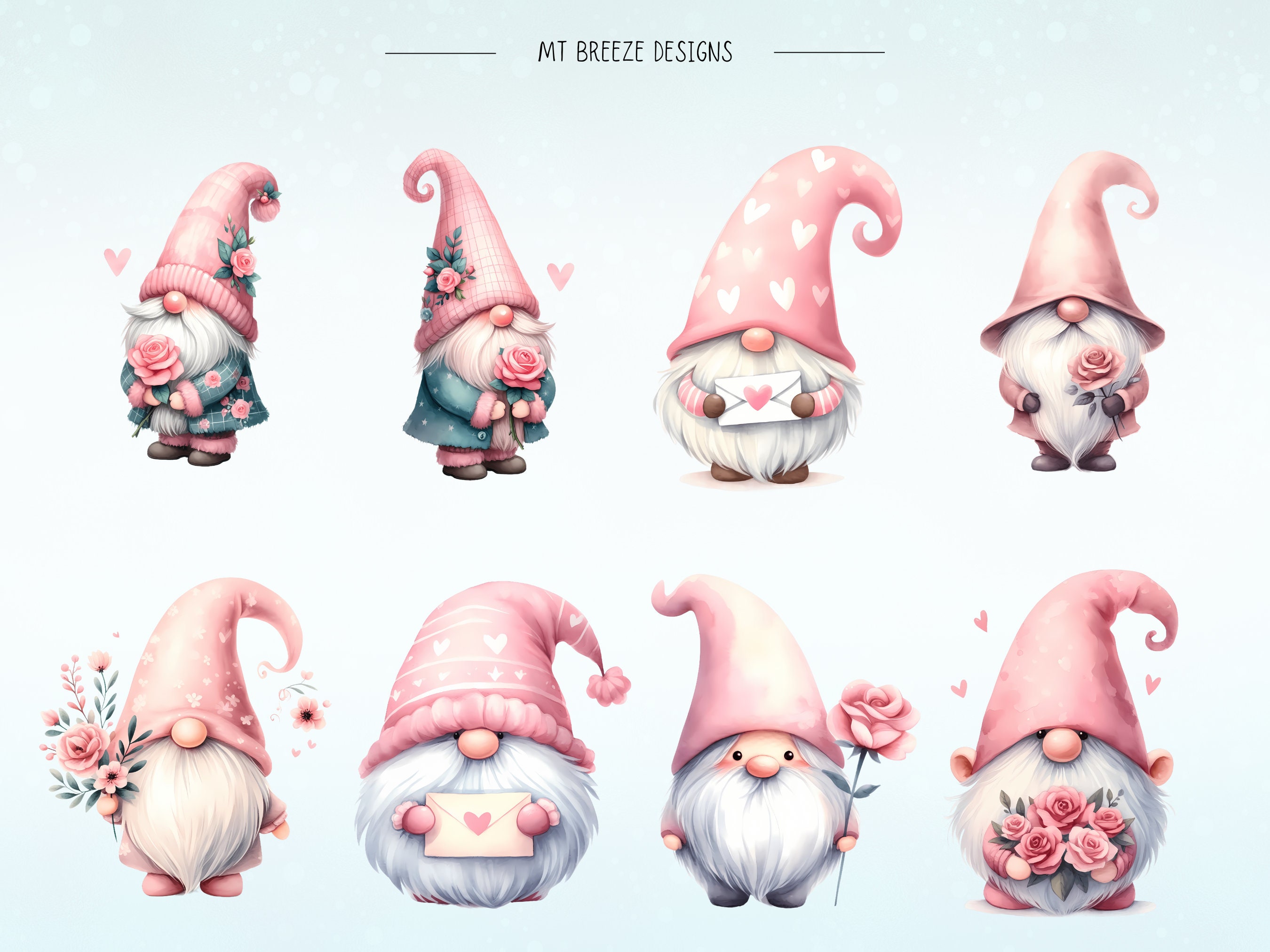 40 Valentine Gnomes Clipart Set High Resolution Pink Heart Gnome Clip ...