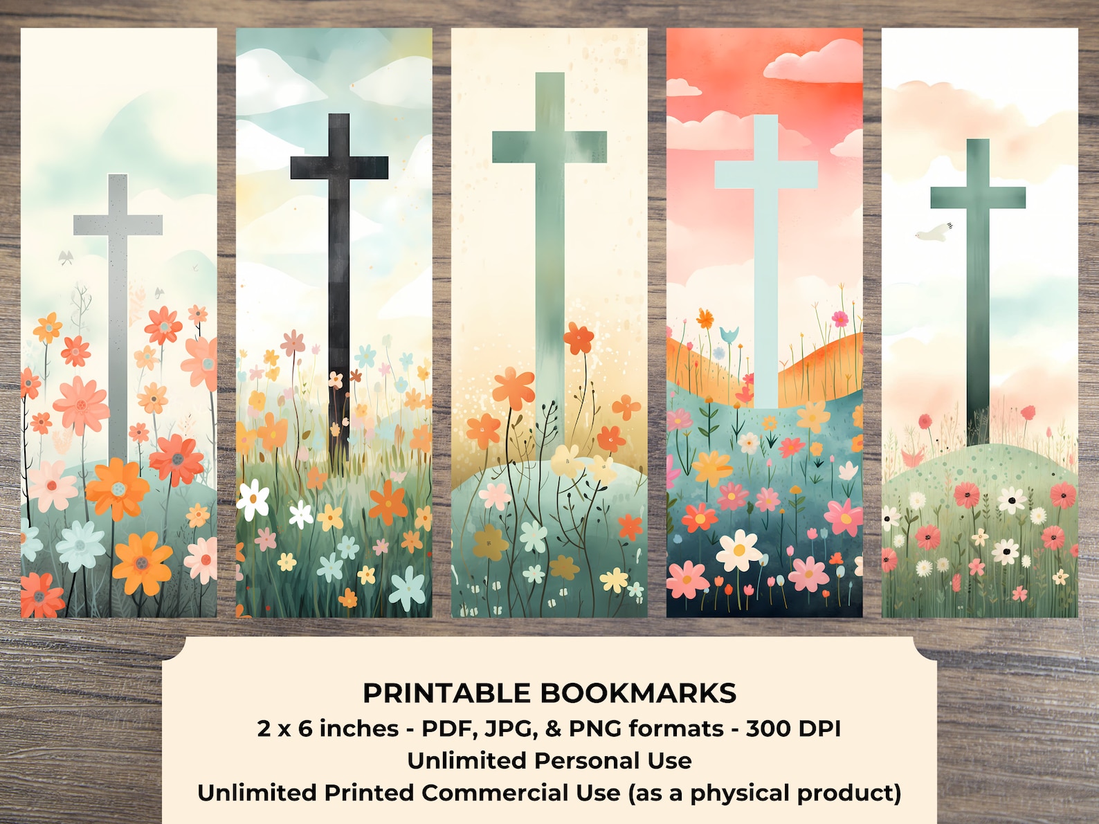 Crosses in Spring PRINTABLE Bookmarks, Christian Easter Digital ...
