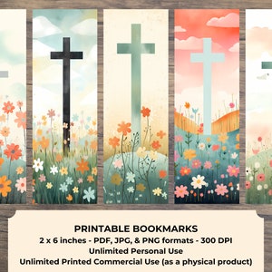 Crosses in Spring PRINTABLE Bookmarks, Christian Easter Digital ...