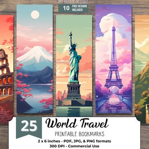 World Travel PRINTABLE Bookmarks, Famous Landmark High Resolution ...