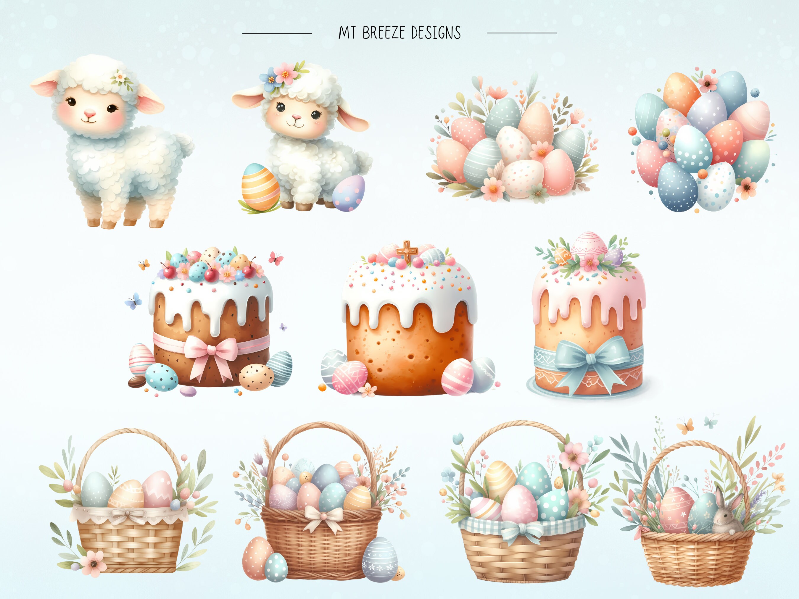 40 Easter Clipart Set High Resolution Spring Watercolor Clip Art PNG ...