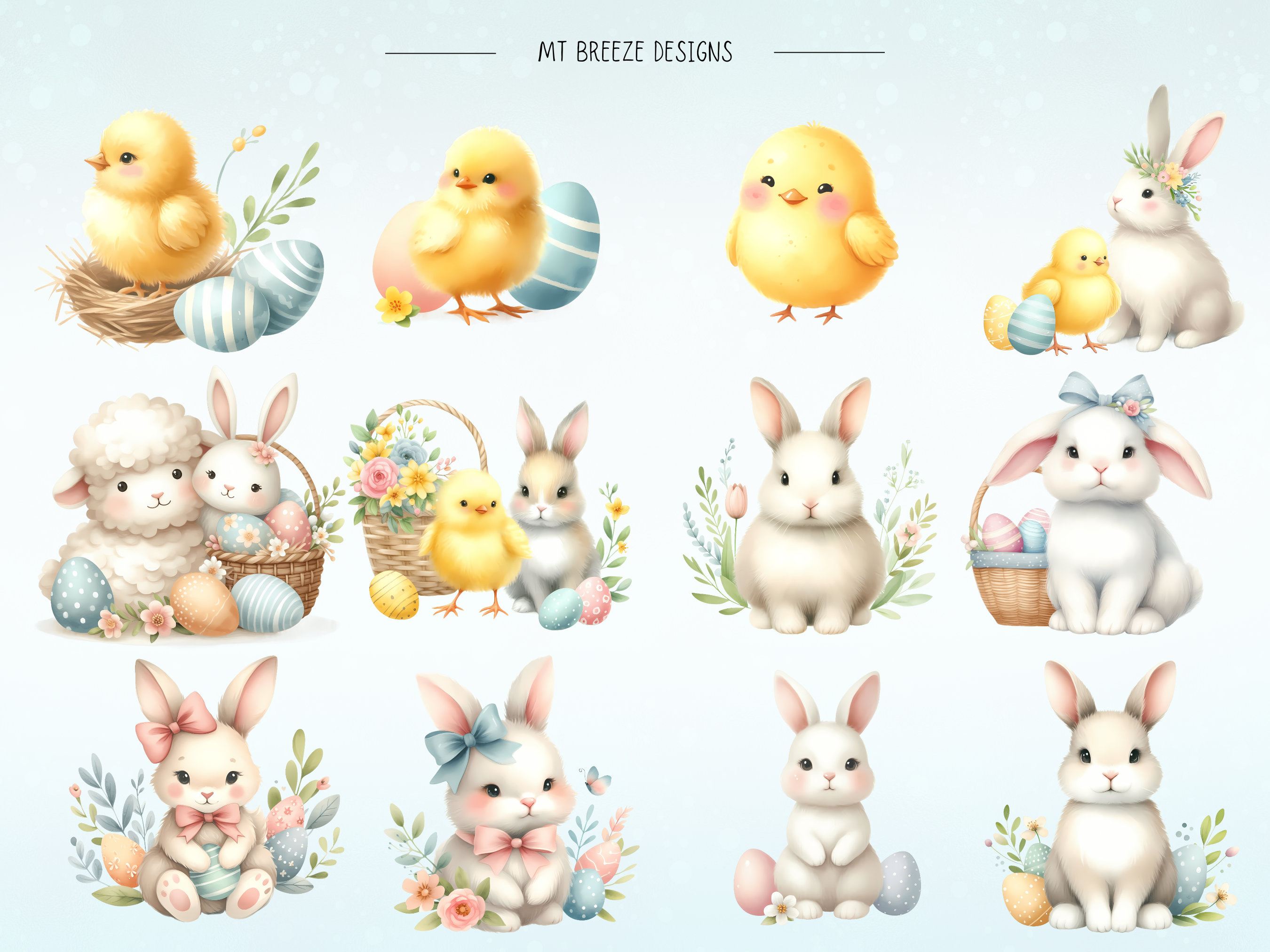 40 Easter Clipart Set High Resolution Spring Watercolor Clip Art PNG ...