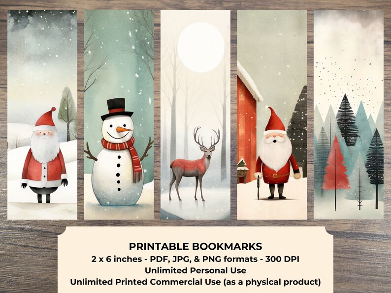 20 Whimsical Christmas PRINTABLE Bookmarks High Resolution - Etsy