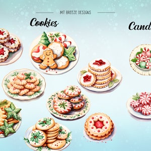 55 Christmas Desserts Watercolor Clipart Set - High Resolution Winter ...