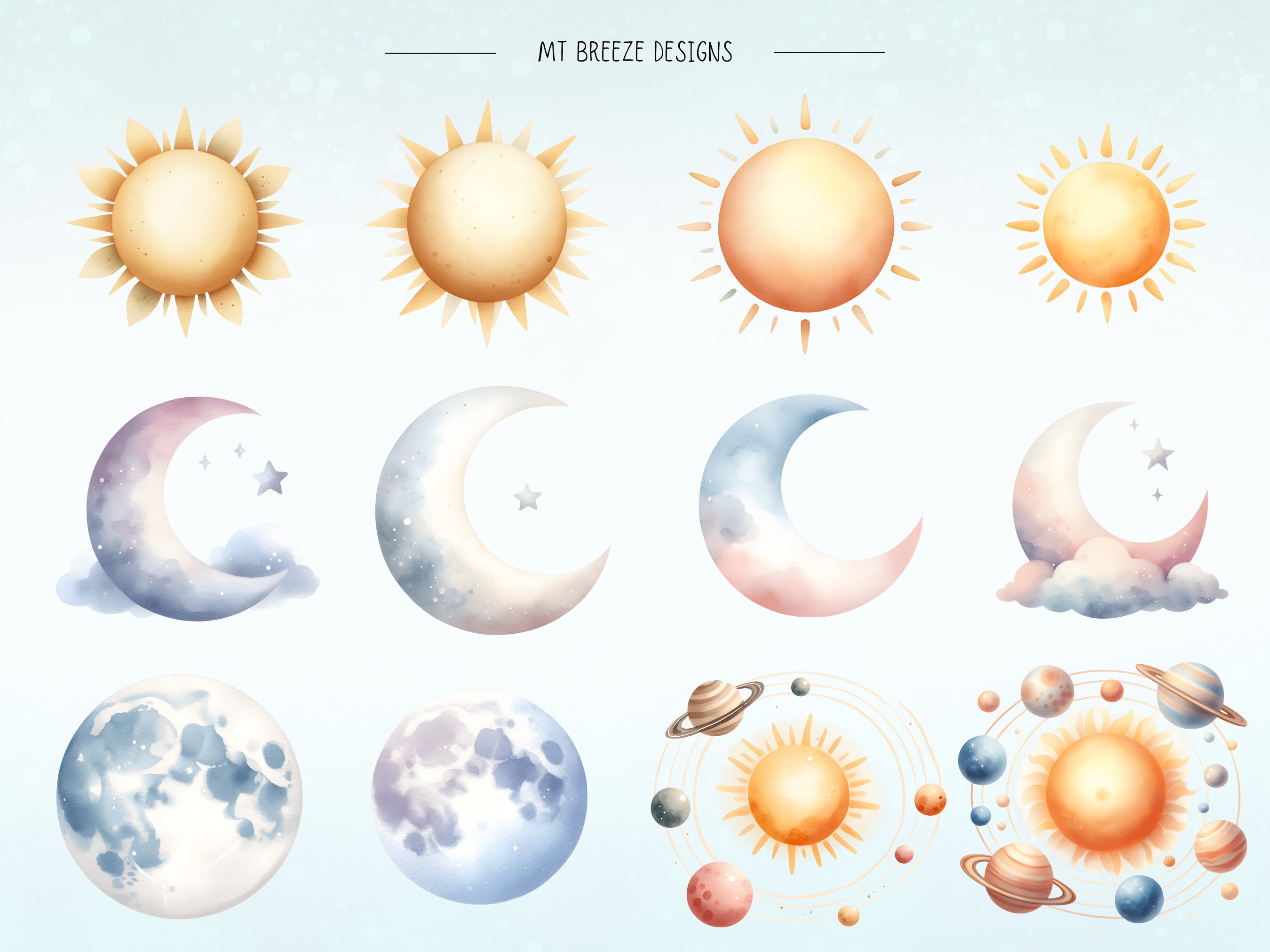 51 Space Clipart Set - Planet and Solar System Clip Art PNG Files for ...