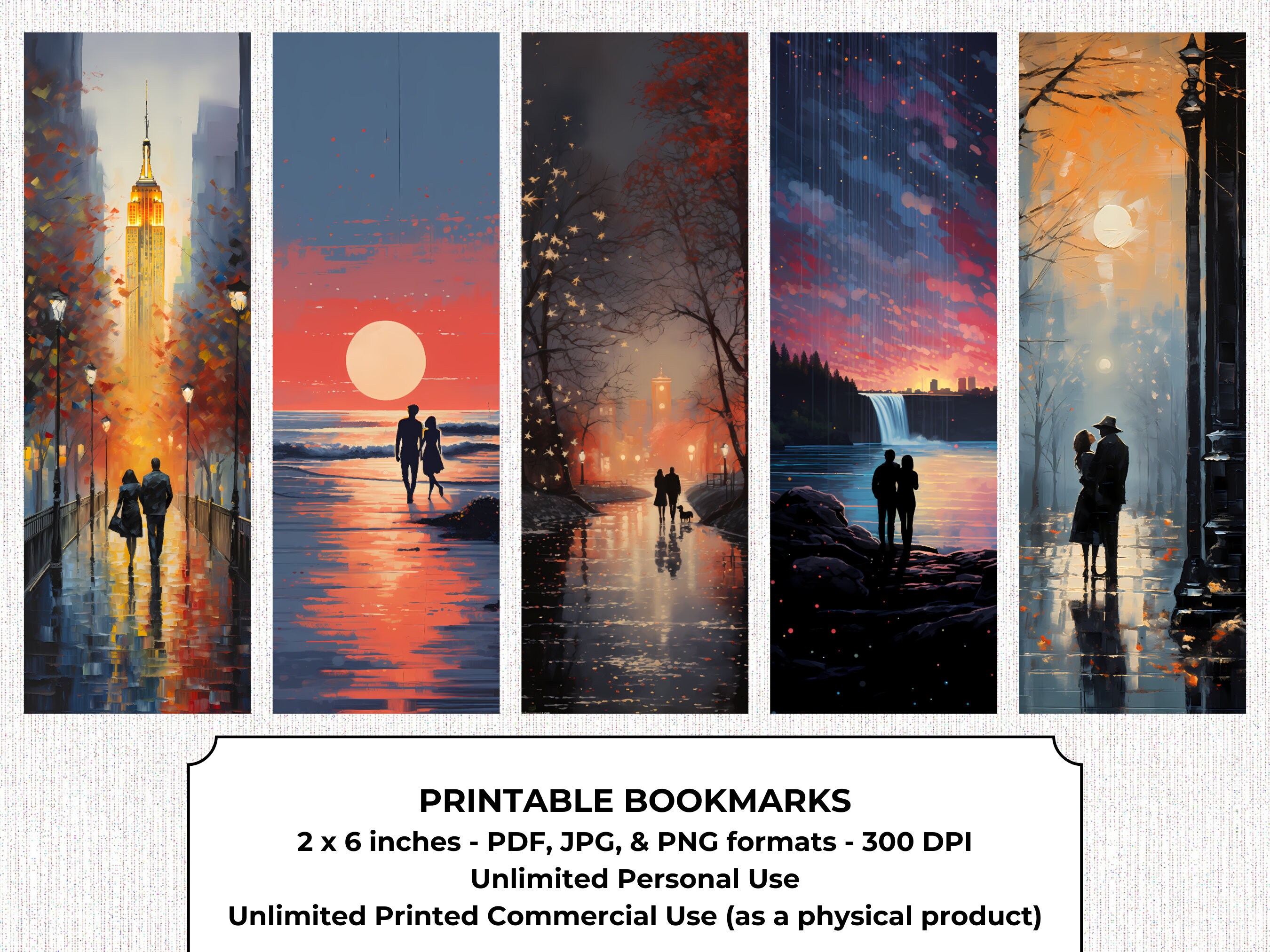 20 Romantic Dates PRINTABLE Bookmarks, High Resolution Digital Download ...