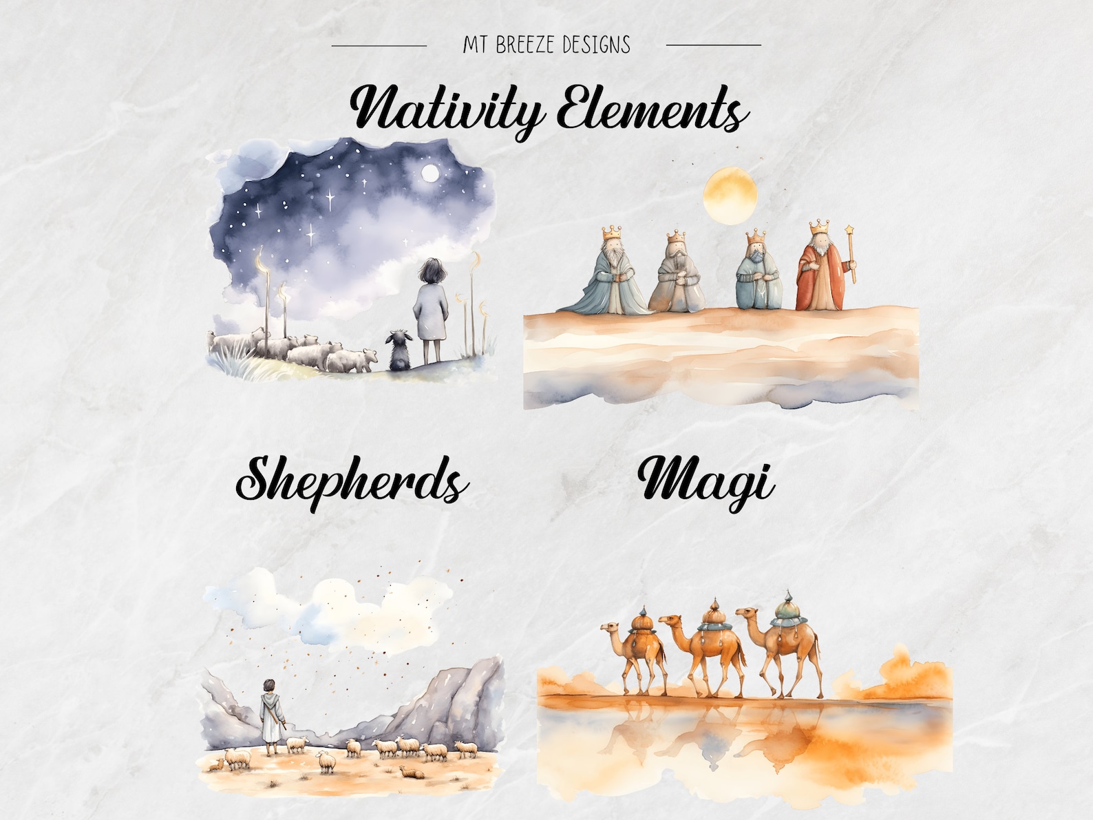 14 Nativity Watercolor Clipart Set - High Resolution Christmas Bible ...
