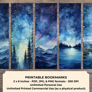 25 Starry Night Sky PRINTABLE Bookmarks, Digital Download Celestial ...