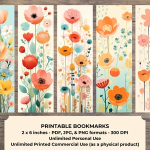 Spring Flowers PRINTABLE Bookmarks, Whimsical Garden Digital Download ...