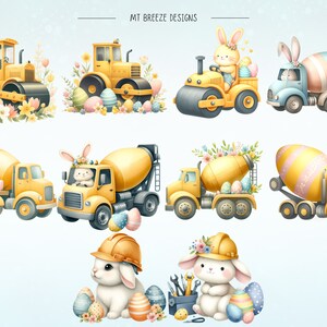 51 Easter Construction Vehicle Clipart Set - Spring Excavator, Bunny ...