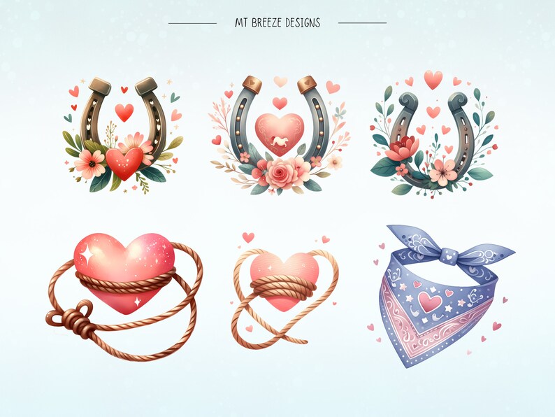 33 Cowboy Valentine Clipart Set High Resolution Western Cowgirl Clip ...