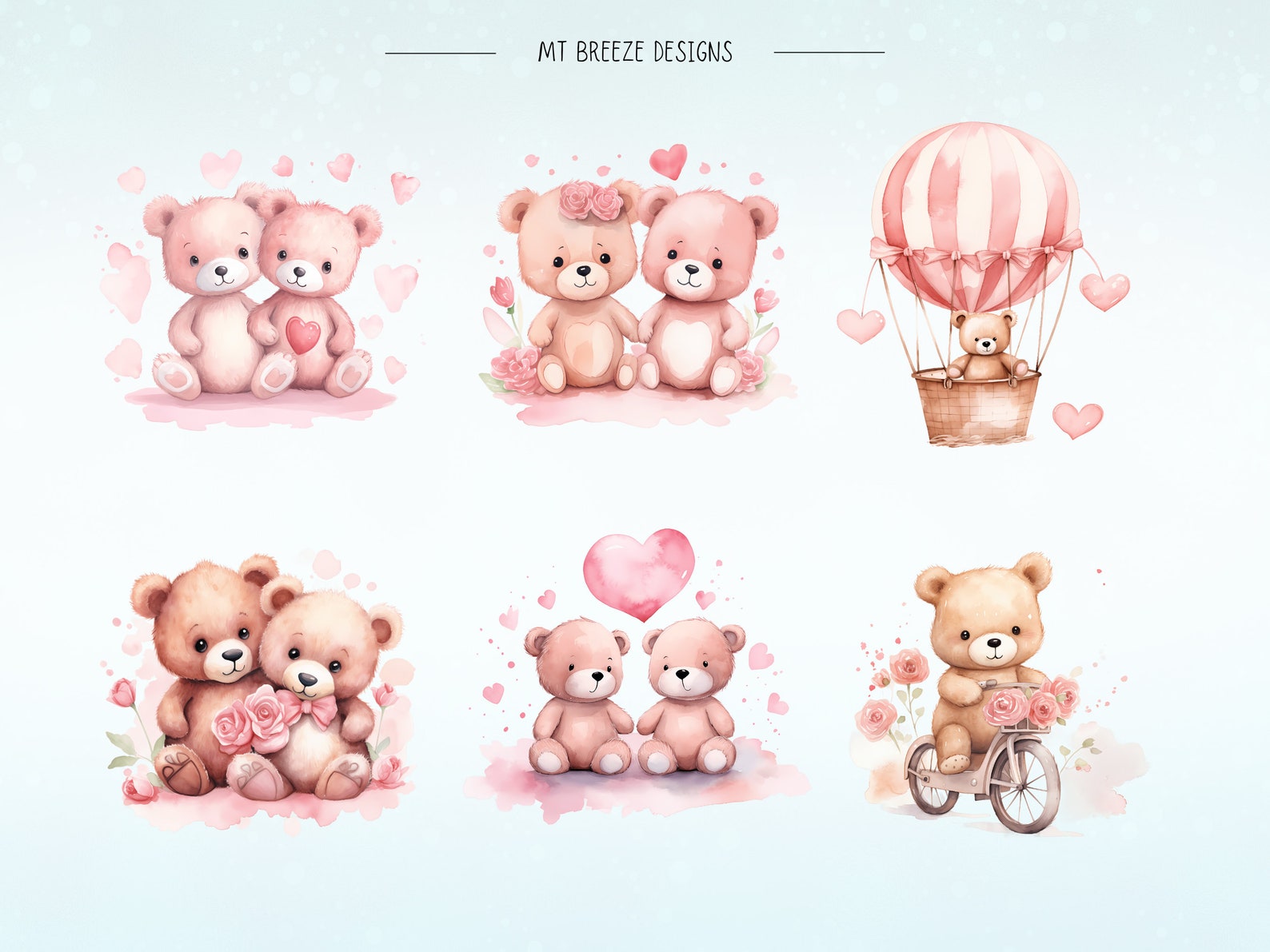 21 Valentine Bears Clipart Set - High Resolution Cute Teddy Bear ...