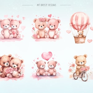 21 Valentine Bears Clipart Set - High Resolution Cute Teddy Bear ...