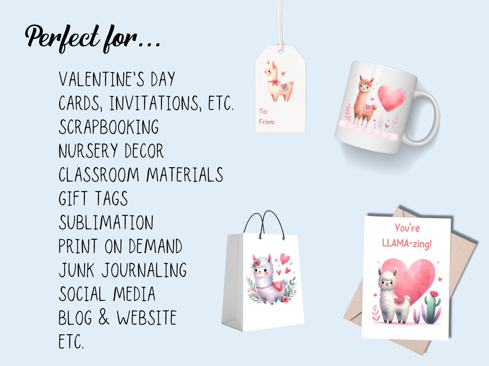 33 Valentine Llamas Clipart Set - Valentine Animal Hearts Clip Art PNG ...