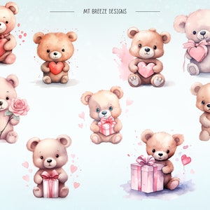 21 Valentine Bears Clipart Set - High Resolution Cute Teddy Bear ...