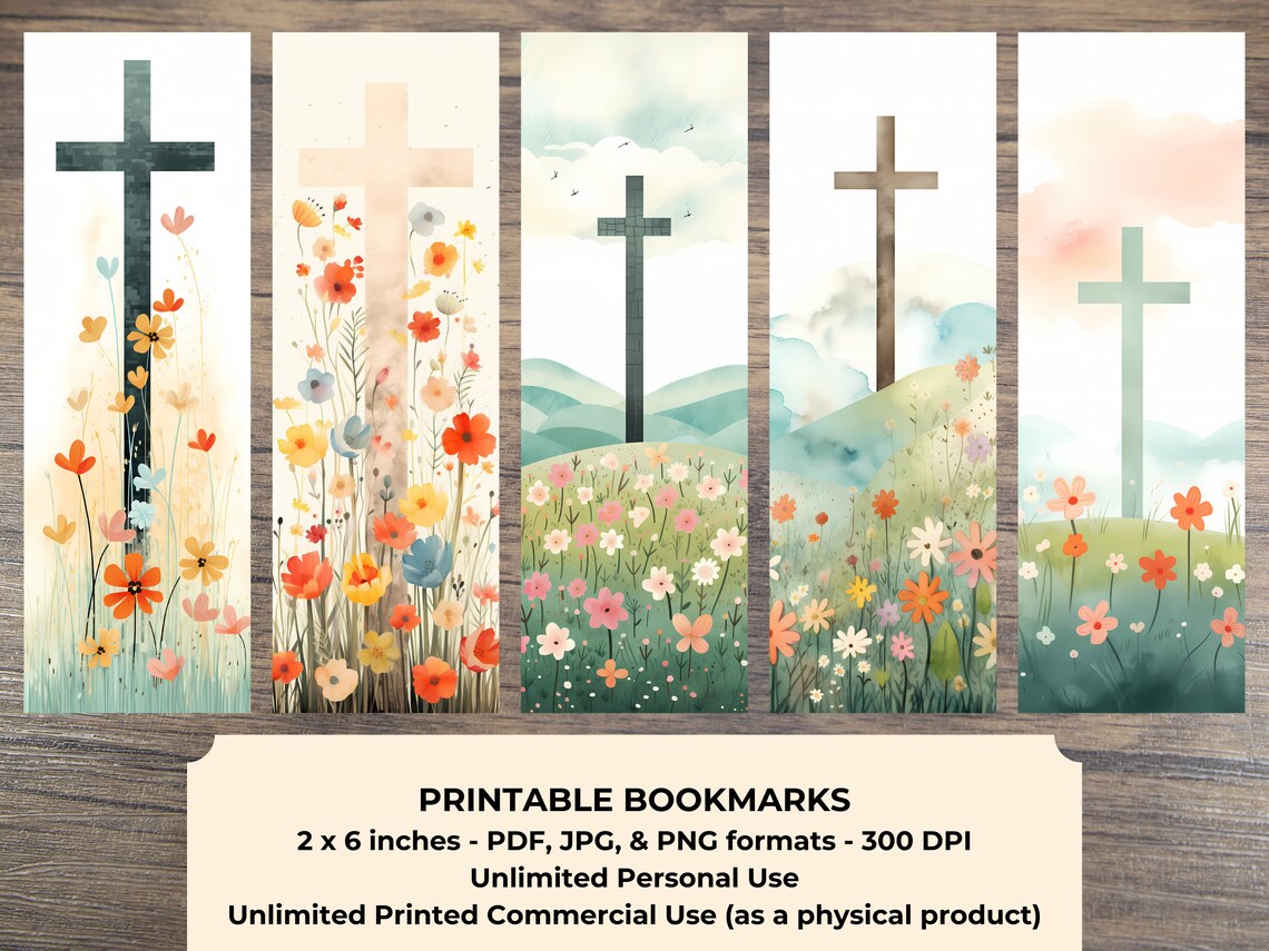 Crosses in Spring PRINTABLE Bookmarks, Christian Easter Digital ...