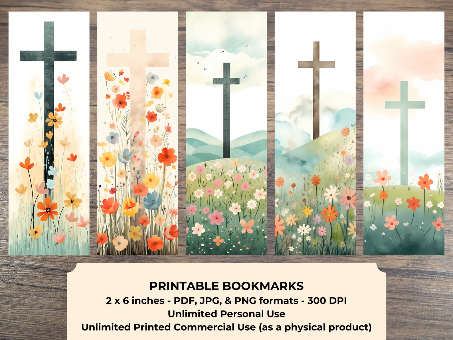 Crosses in Spring PRINTABLE Bookmarks, Christian Easter Digital ...