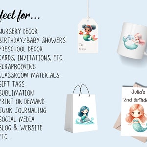 21 Mermaid Clipart Set - Cute Fairy Tale Mermaid Clip Art PNG Files for ...