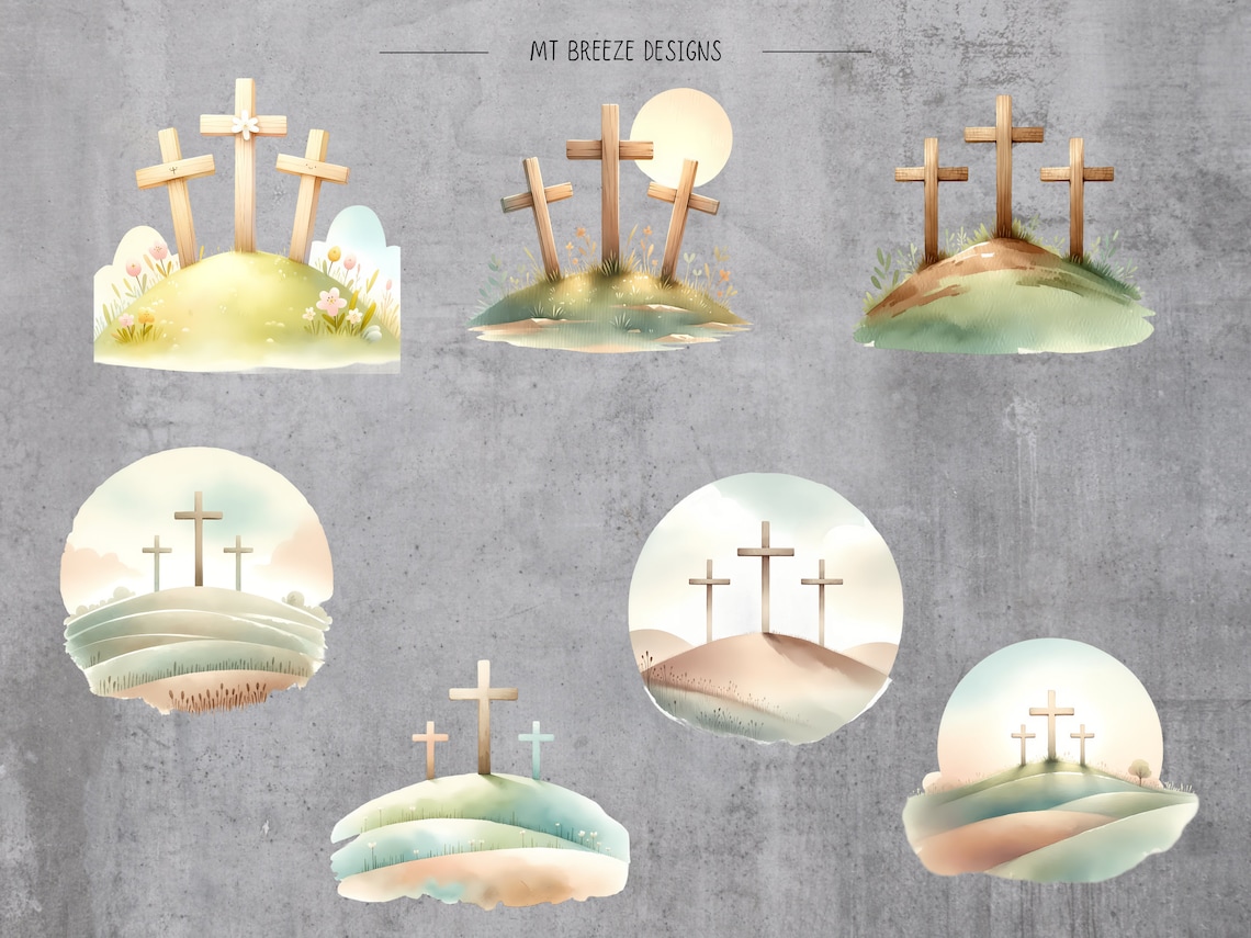 52 Easter Cross Clipart Set High Resolution Christian Crucifix Clip Art ...