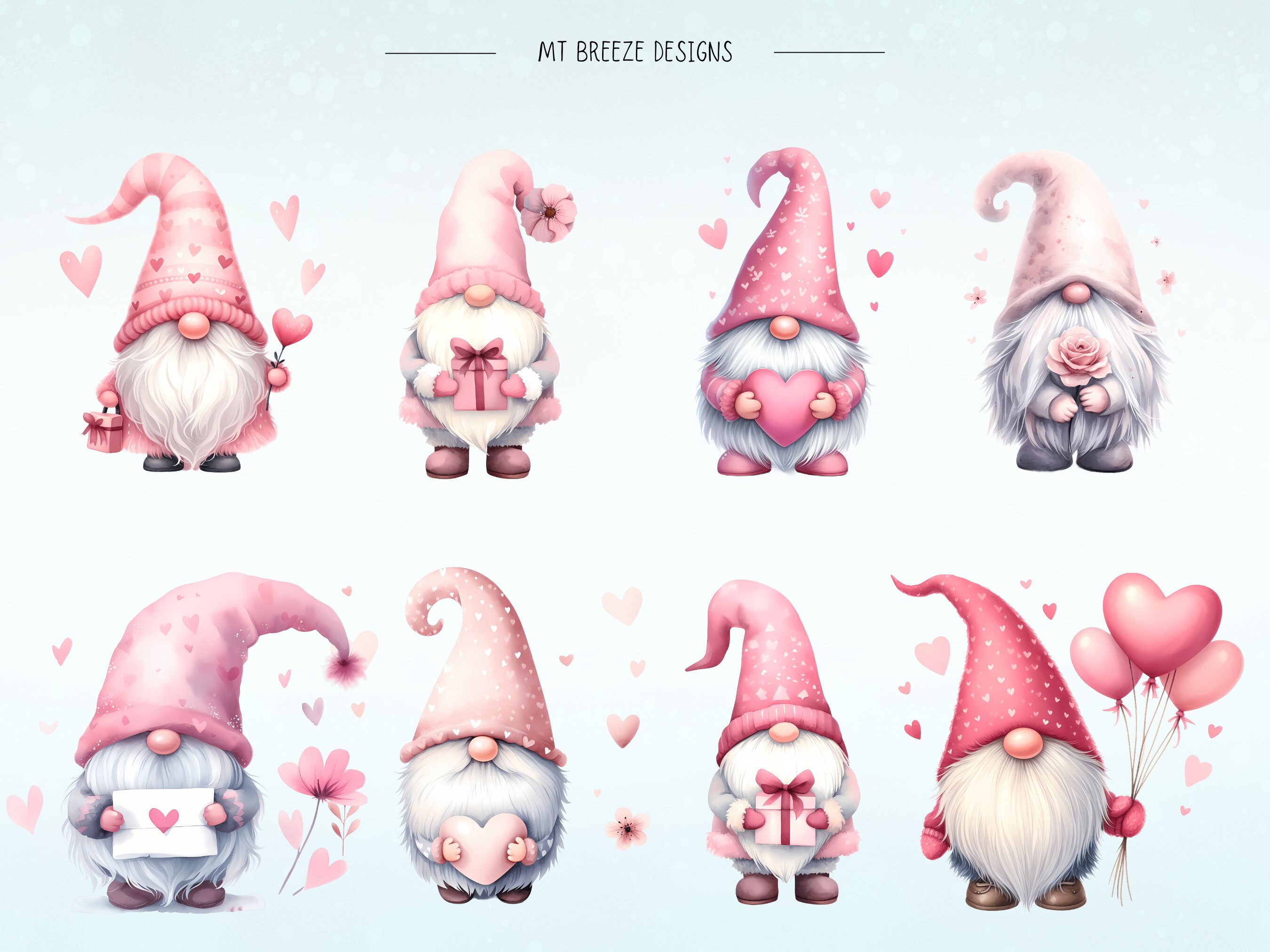 40 Valentine Gnomes Clipart Set High Resolution Pink Heart Gnome Clip ...