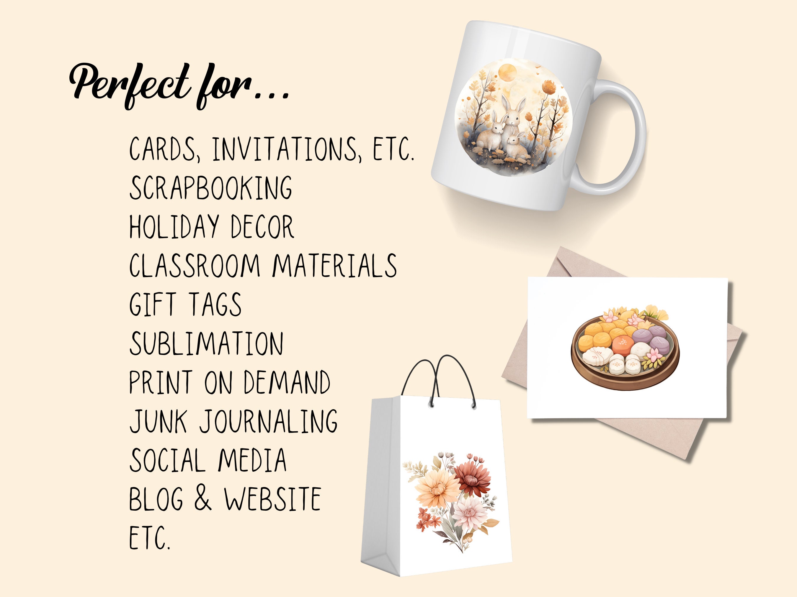 Korean Chuseok Holiday Watercolor Clipart Set - High Resolution Autumn ...