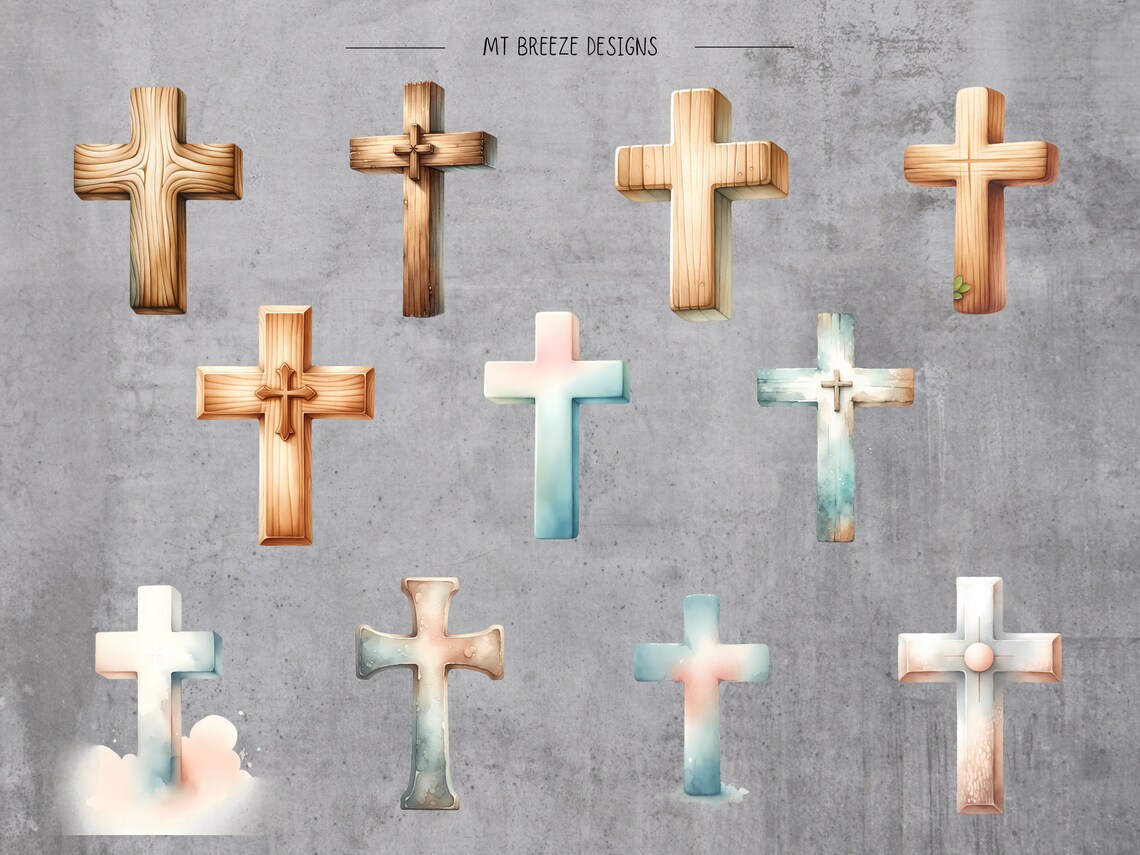52 Easter Cross Clipart Set High Resolution Christian Crucifix Clip Art ...