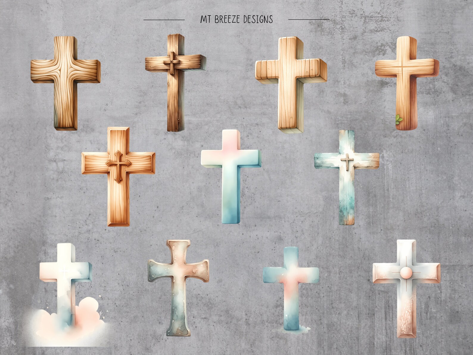 52 Easter Cross Clipart Set - High Resolution Christian Crucifix Clip ...