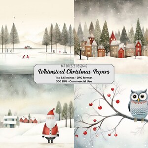 20 Whimsical Christmas Digital Paper Set, Xmas Holiday Background ...
