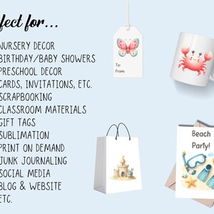 45 Summer Clipart Set - Cute Beach Vacation Holiday Clip Art PNG Files ...