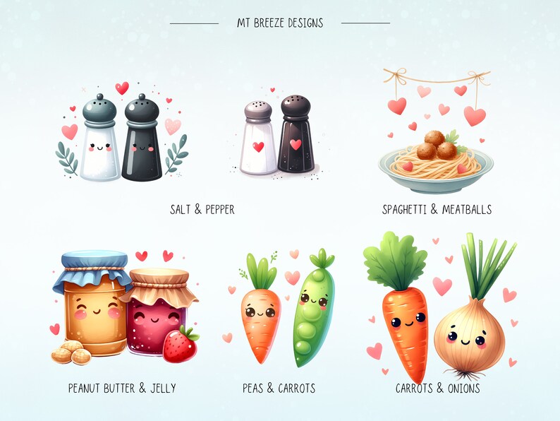 Valentine Pairs Watercolor Clipart Set, Cute Valentine Clip Art PNG ...