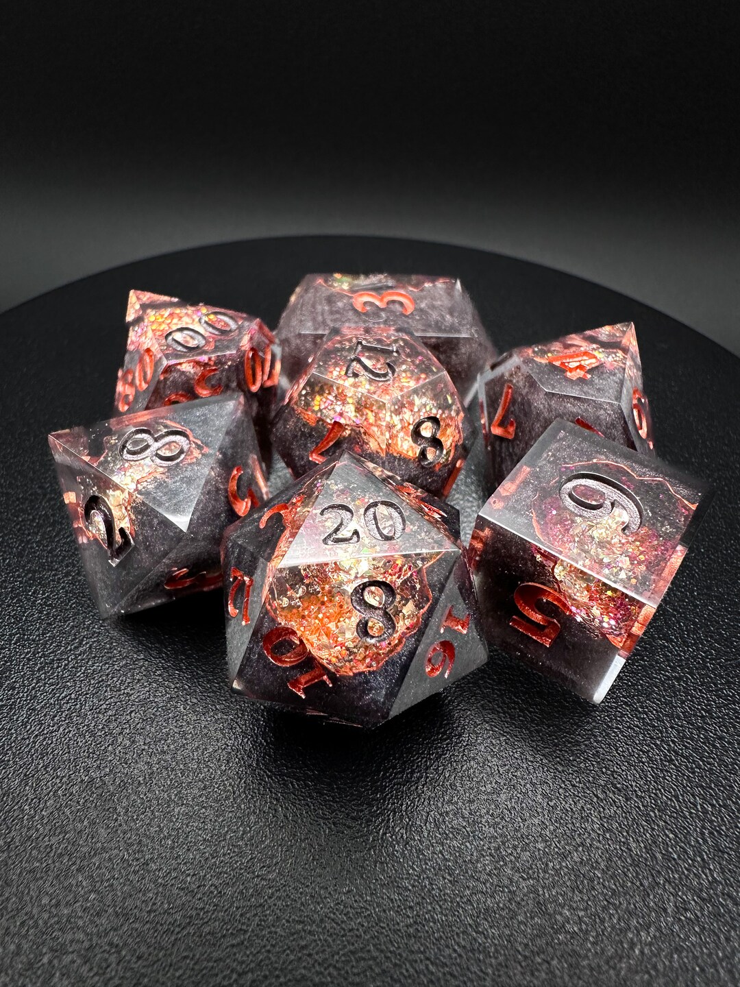 Volcanic Fissure Geode Dice Handmade Polyhedral Dice TTRPG Sharp Edge ...