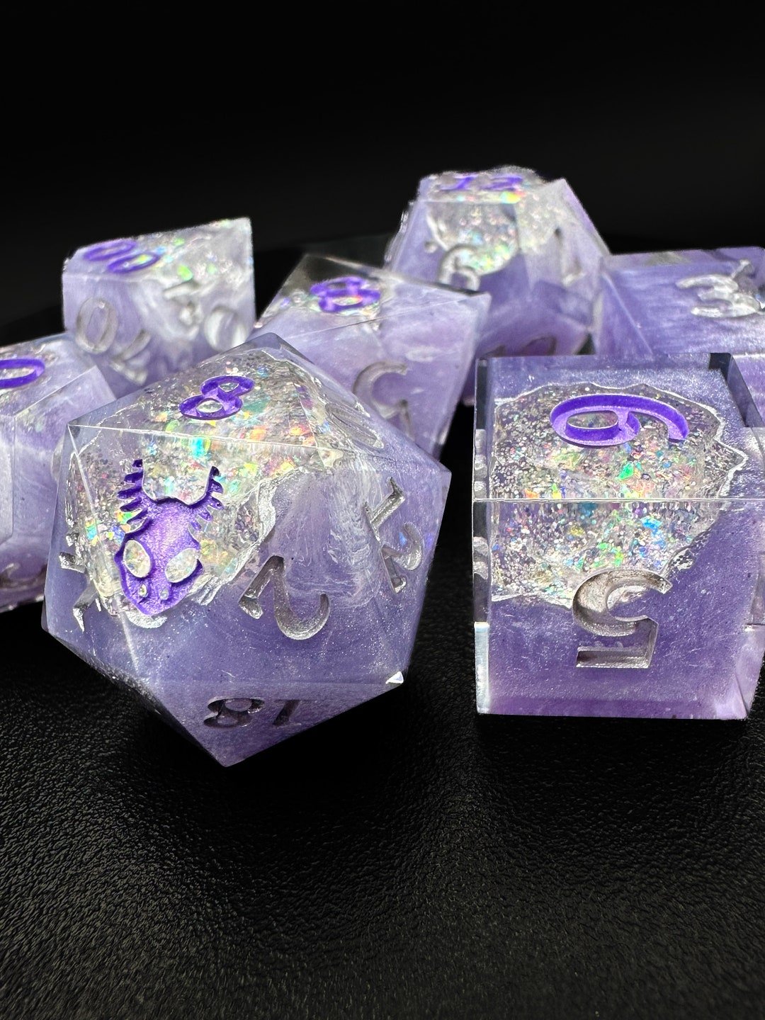 Handmade Polyhedral Dice TTRPG Sharp Edge Lavender Geode Dice - Etsy