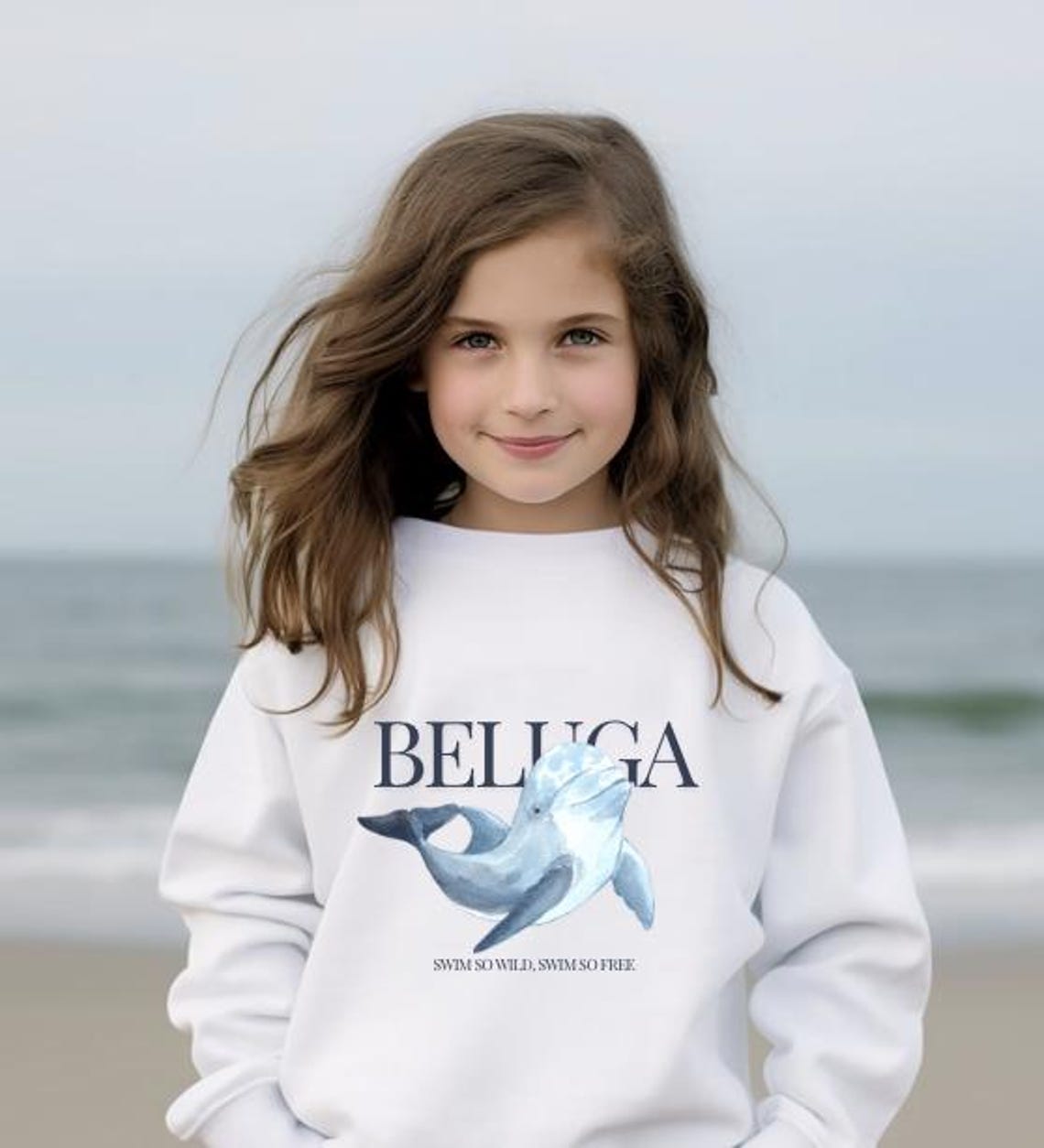 Beluga Whale Kids Sweatshirt, Ocean Animal Top, Kids Clothing, Child's ...