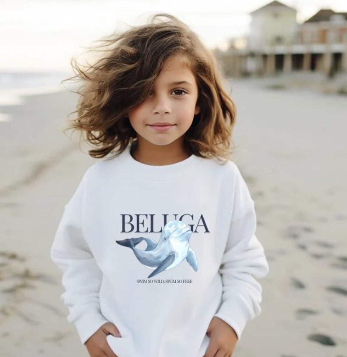 Beluga Whale Kids Sweatshirt, Ocean Animal Top, Kids Clothing, Child's ...