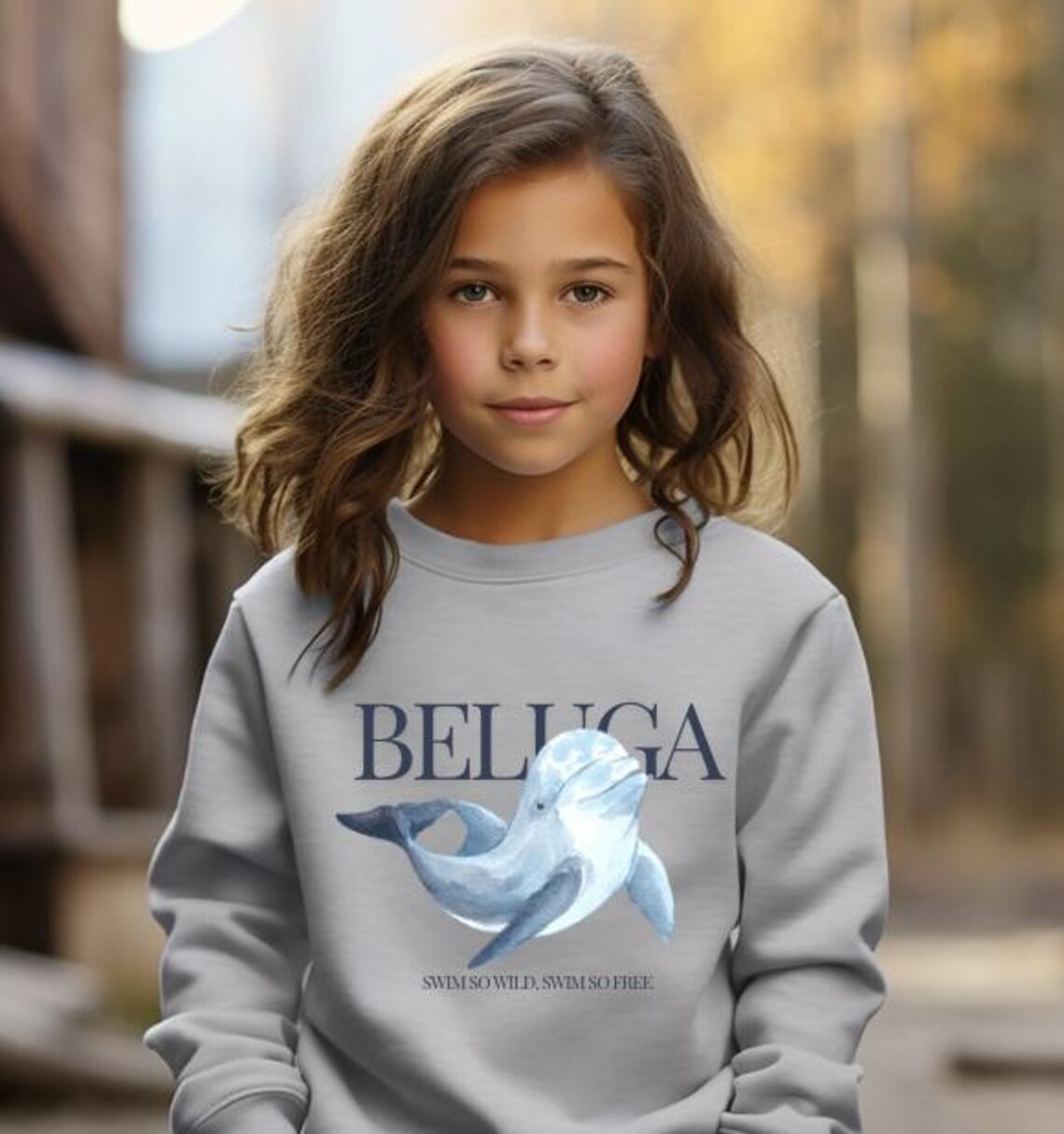 Beluga Whale Kids Sweatshirt, Ocean Animal Top, Kids Clothing, Child's ...