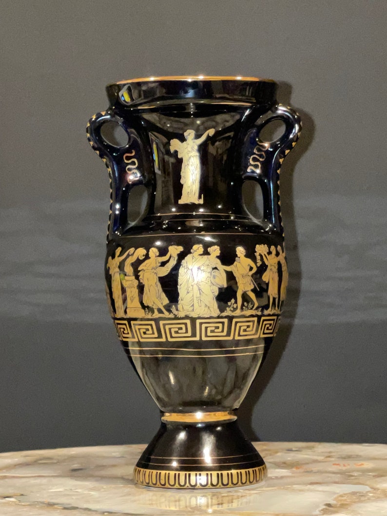 Vintage Vase Made in Greece 24 Karat Gold 7.5" - Etsy