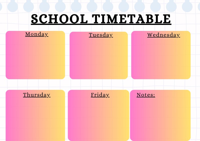 School Planner Timetable - Etsy