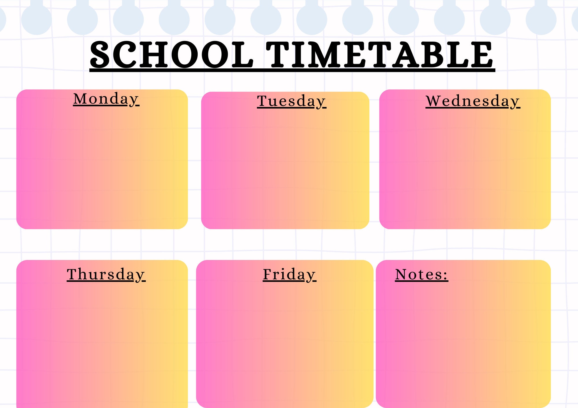 School Planner Timetable - Etsy
