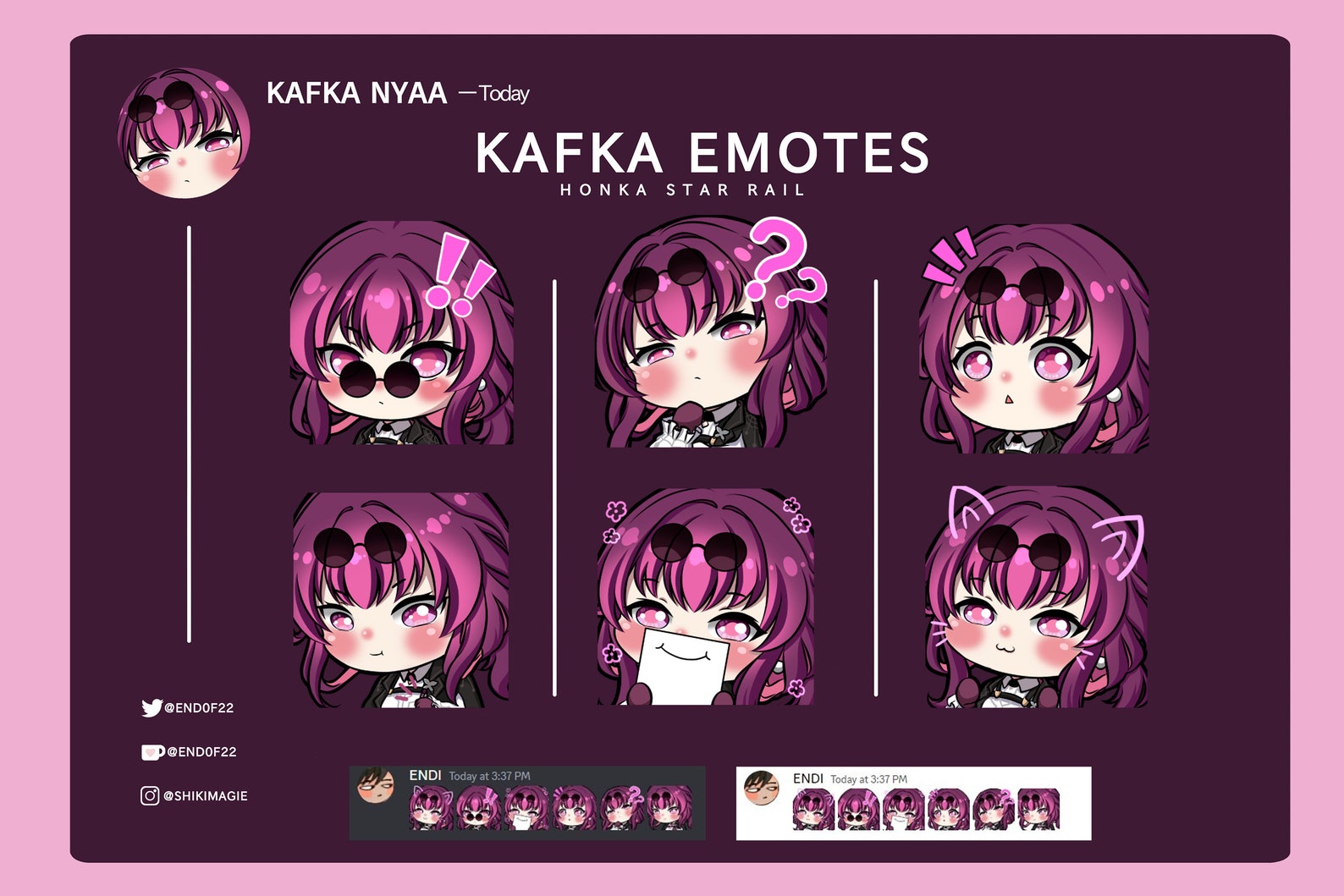 Honkai Star Rail Kafka Emotes Pack for Twitch Discord Youtube - Etsy