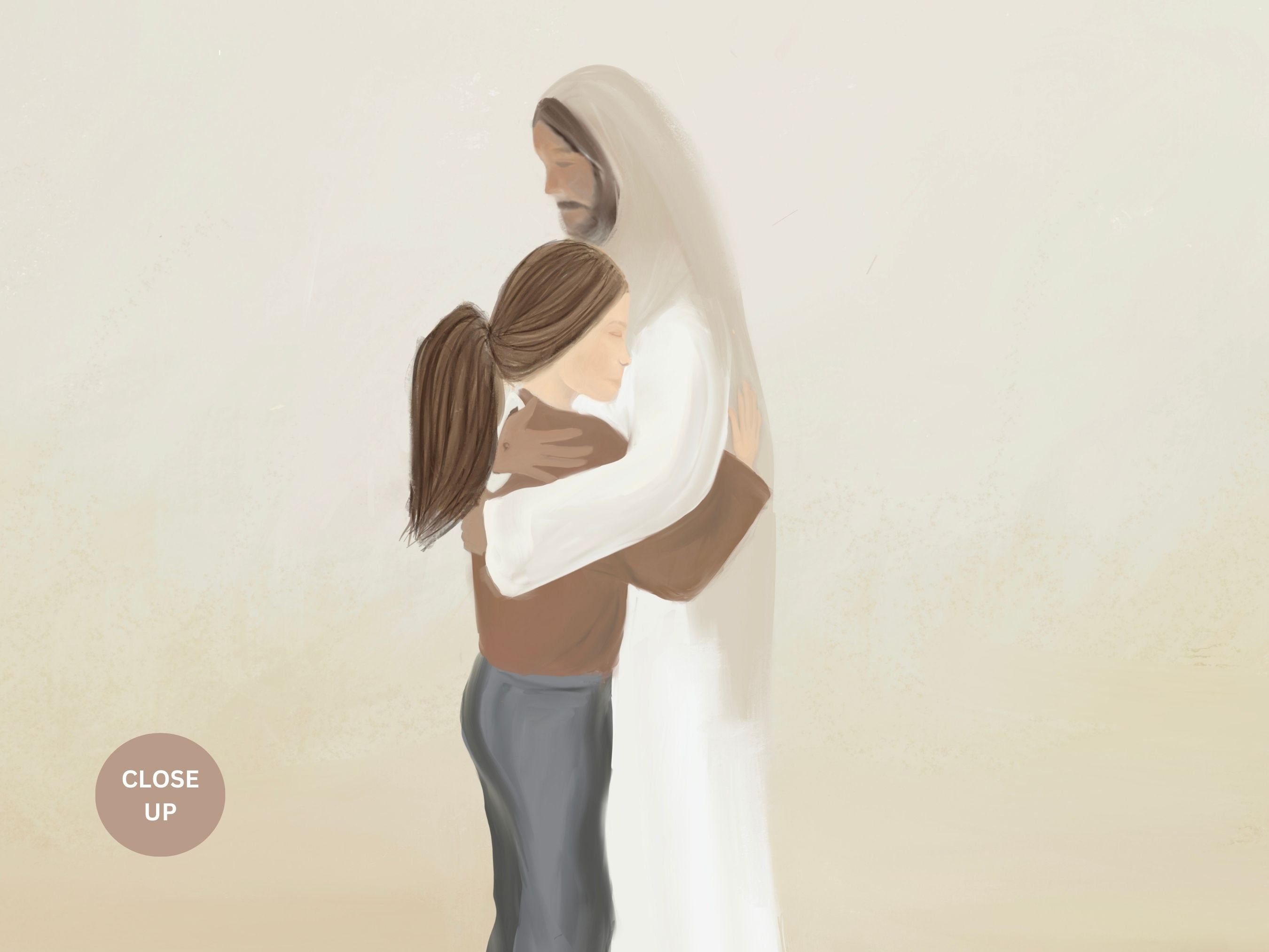 Jesus Christ Holding Hugging Comforting Teen Girl Young Women, DIGITAL ...