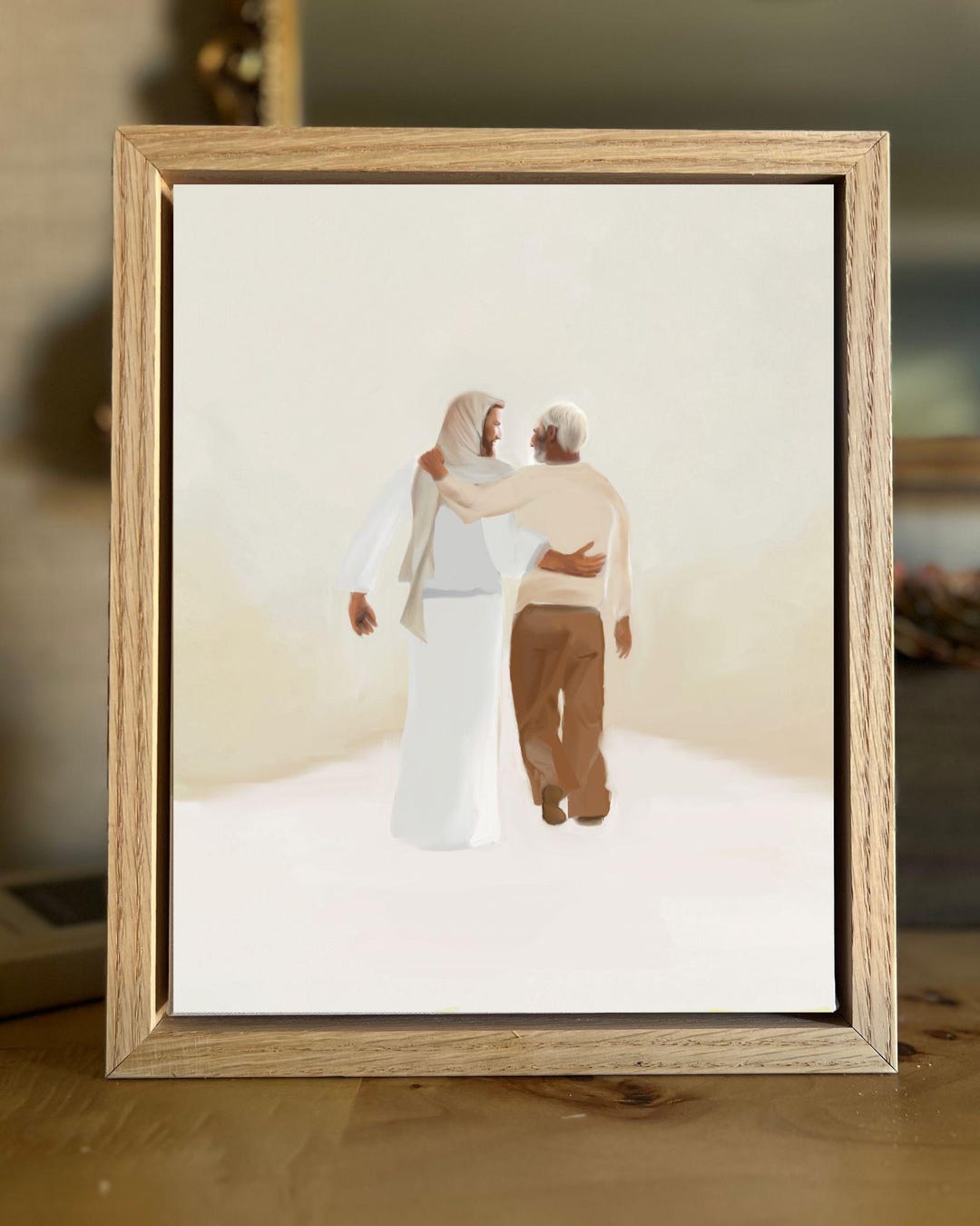 First Day in Heaven Art: Memorial Gift, Jesus Walking With Loved One ...