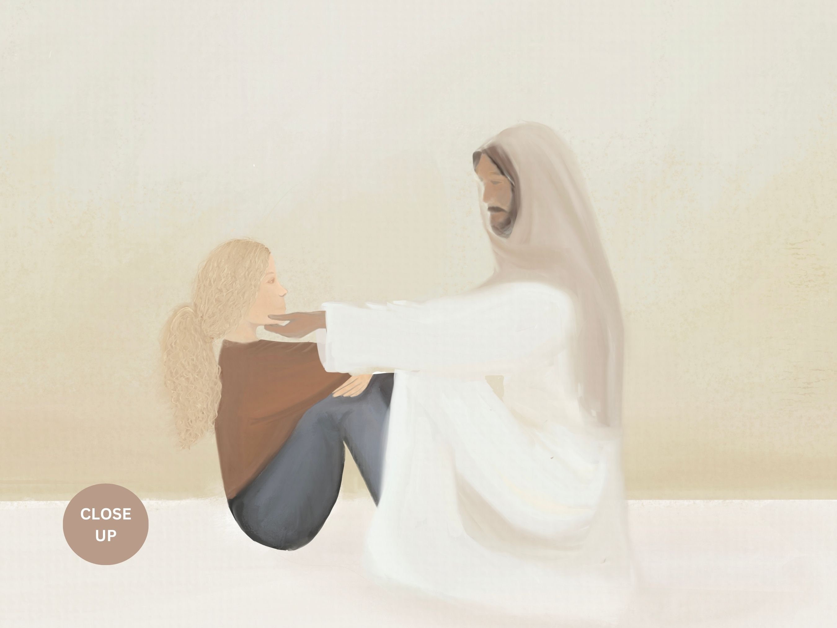 Jesus Christ Girl, Teenager Painting Print, Set of 3, Christ's Embrace ...