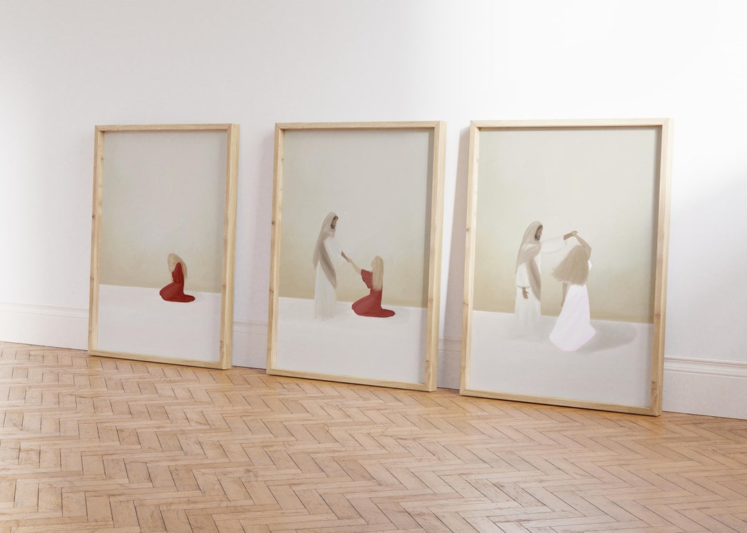 Neutral Painting of Christ, Jesus and Woman "spotless Bride", Christian ...