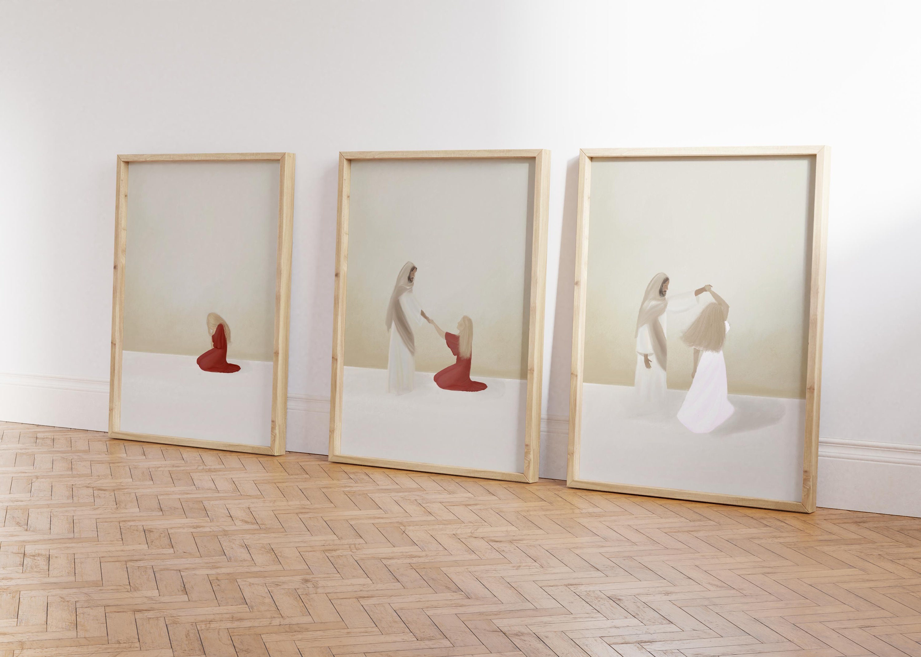 Neutral Painting of Christ, Jesus and Woman spotless Bride, Christian ...