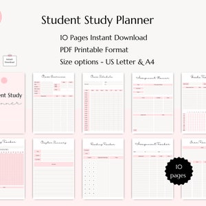 Student Study Planner, Study Planner, College Student Planner, School Planner, Student Printable ...