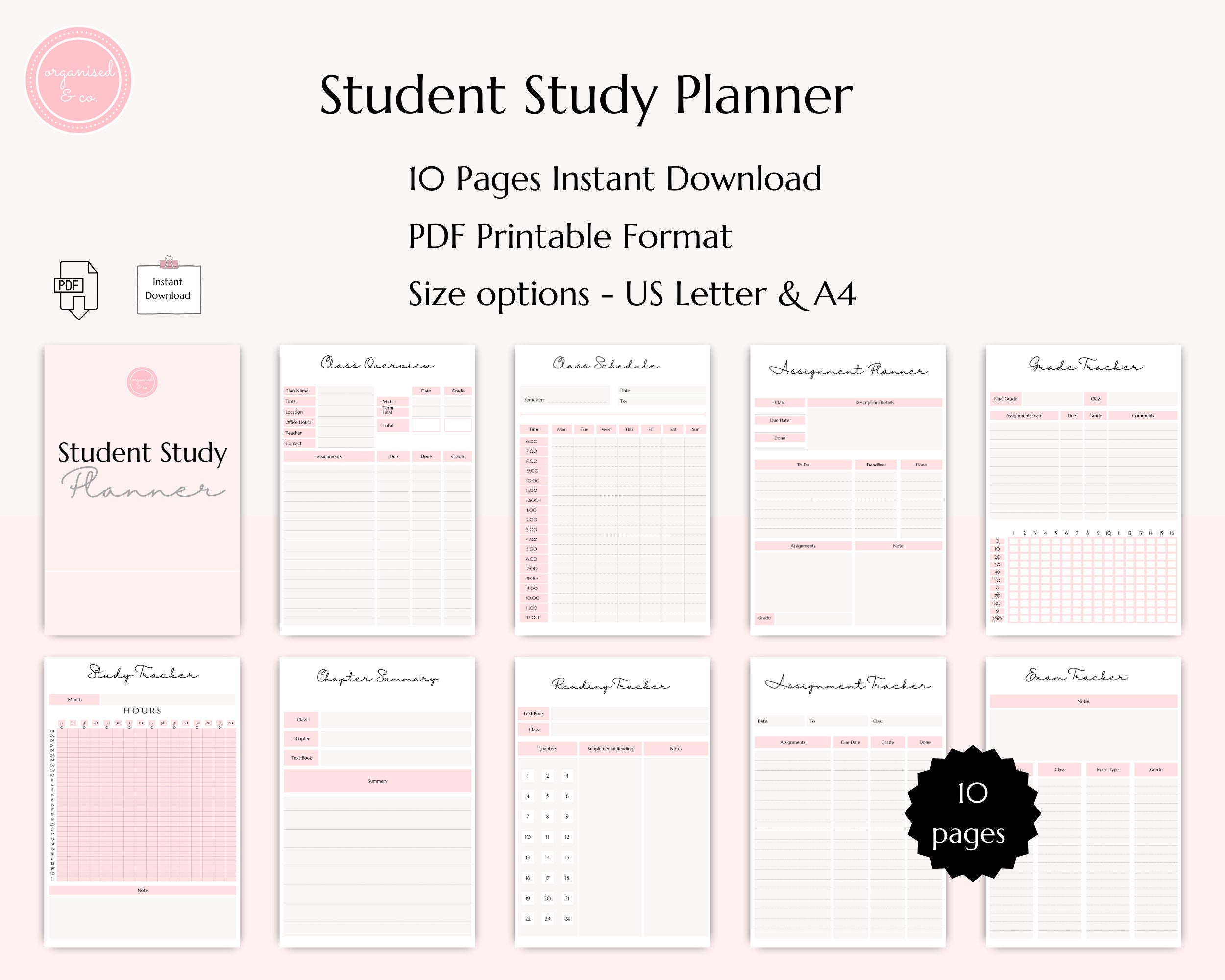 Student Study Planner Study Planner College Student Planner - Etsy