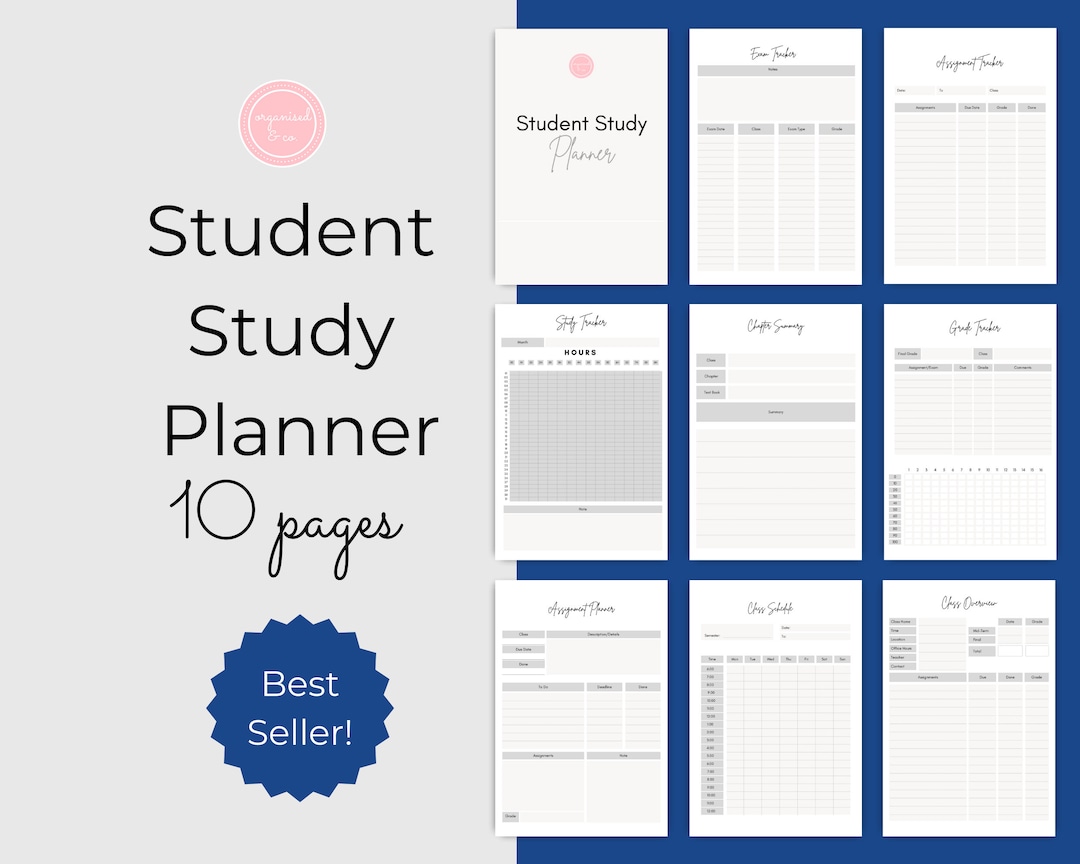 Student Study Planner, Study Planner, College Student Planner, School ...