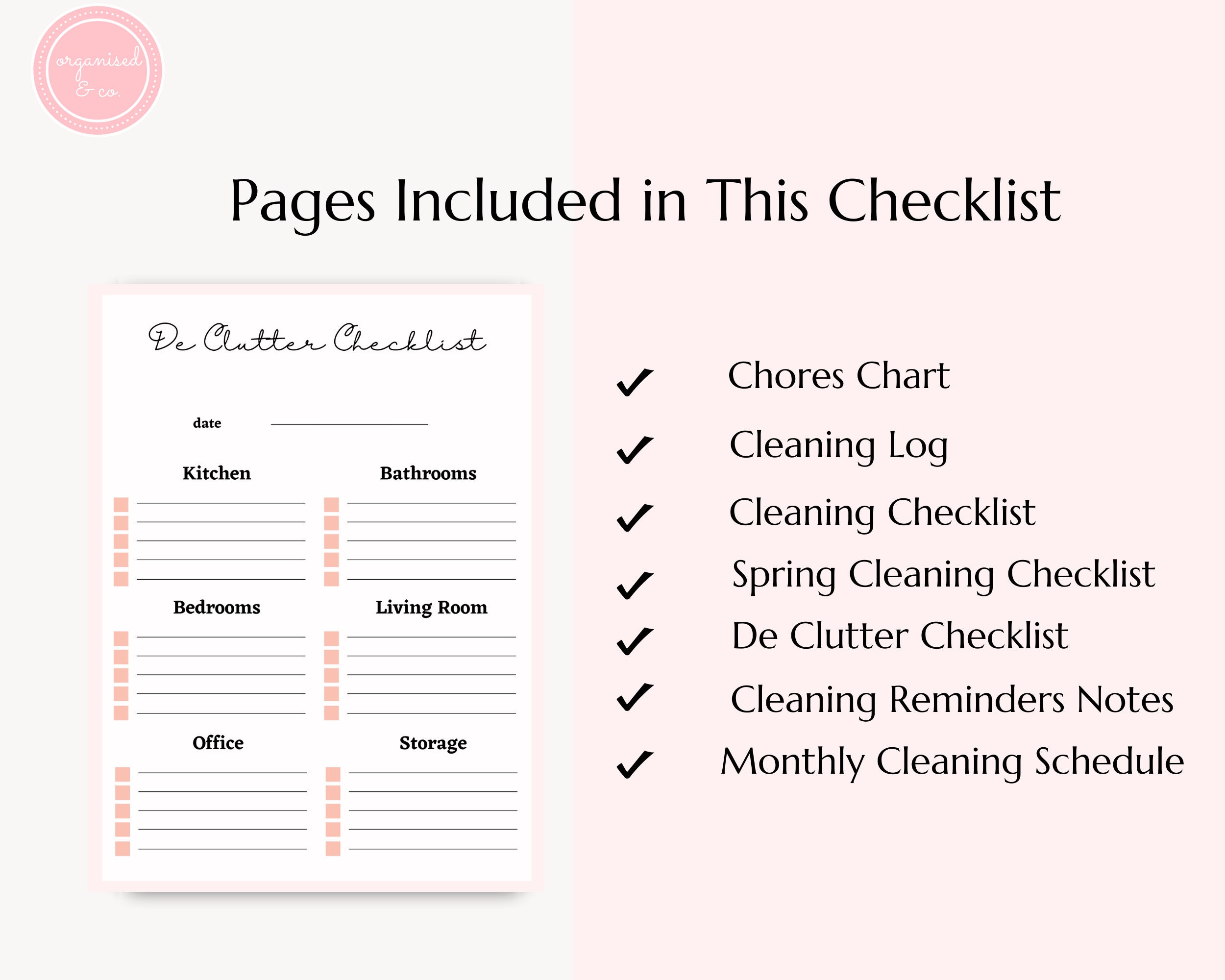 Cleaning Checklist Printable Planner, Zone Cleaning Plan, Weekly House ...