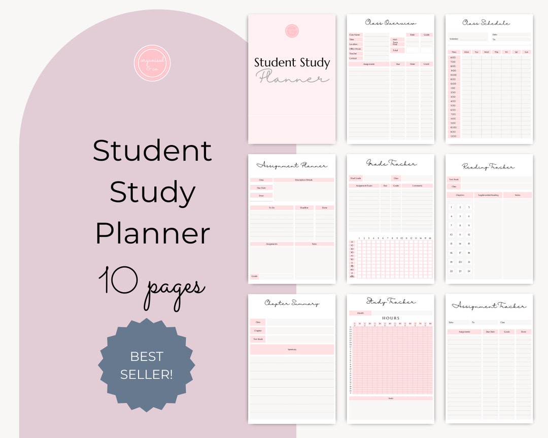 Student Study Planner, Study Planner, College Student Planner, School ...